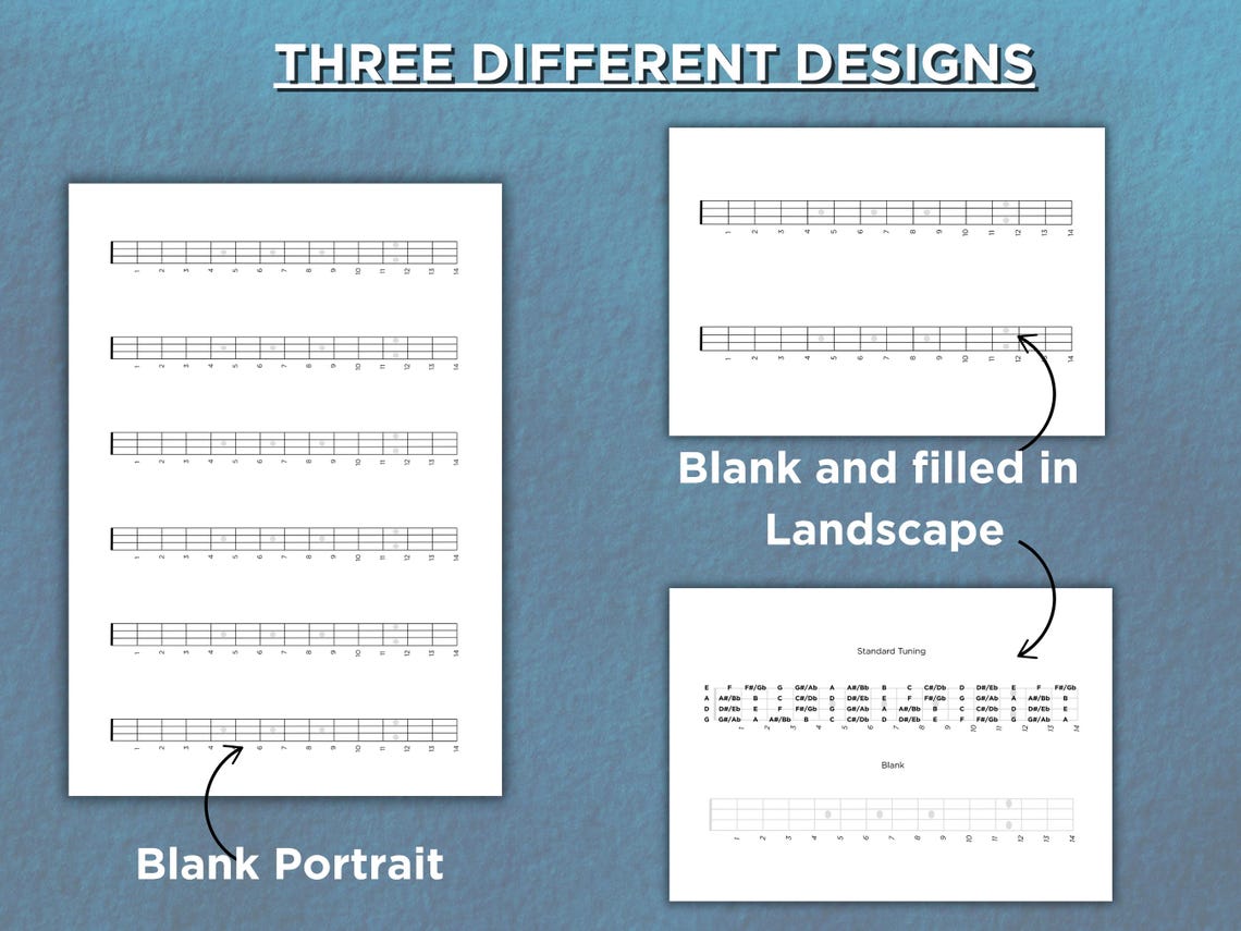 Mandolin Neck Diagram: Fretboard Charts - A4 & US Letter (downloadable ...