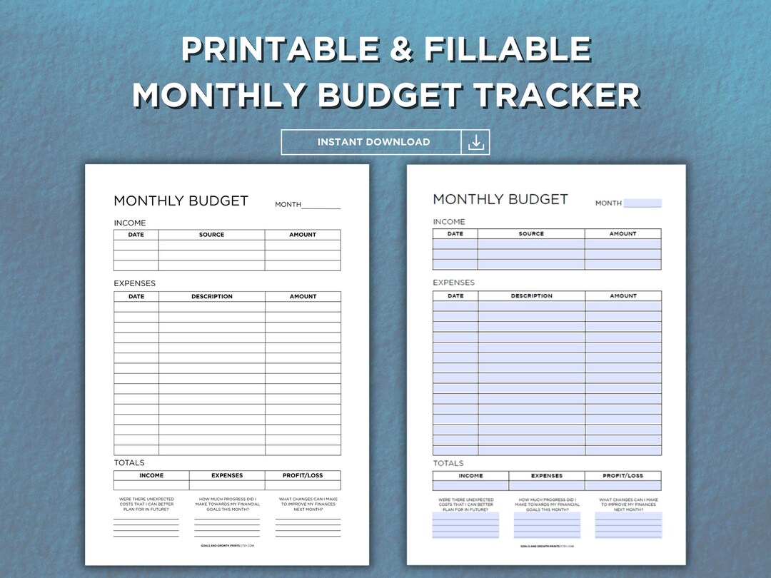 Printable Monthly Budget Planner: Income, Expenses, Savings Tracker ...