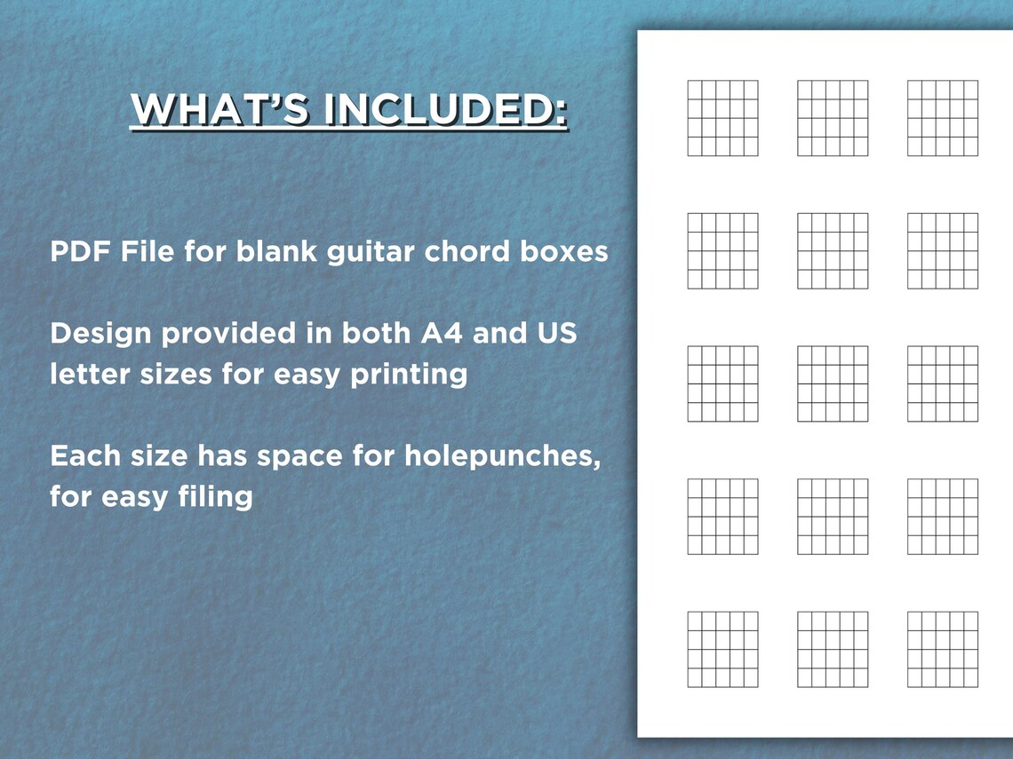 Printable Blank Guitar Chord Boxes Template | A4 & US Letter Sizes ...