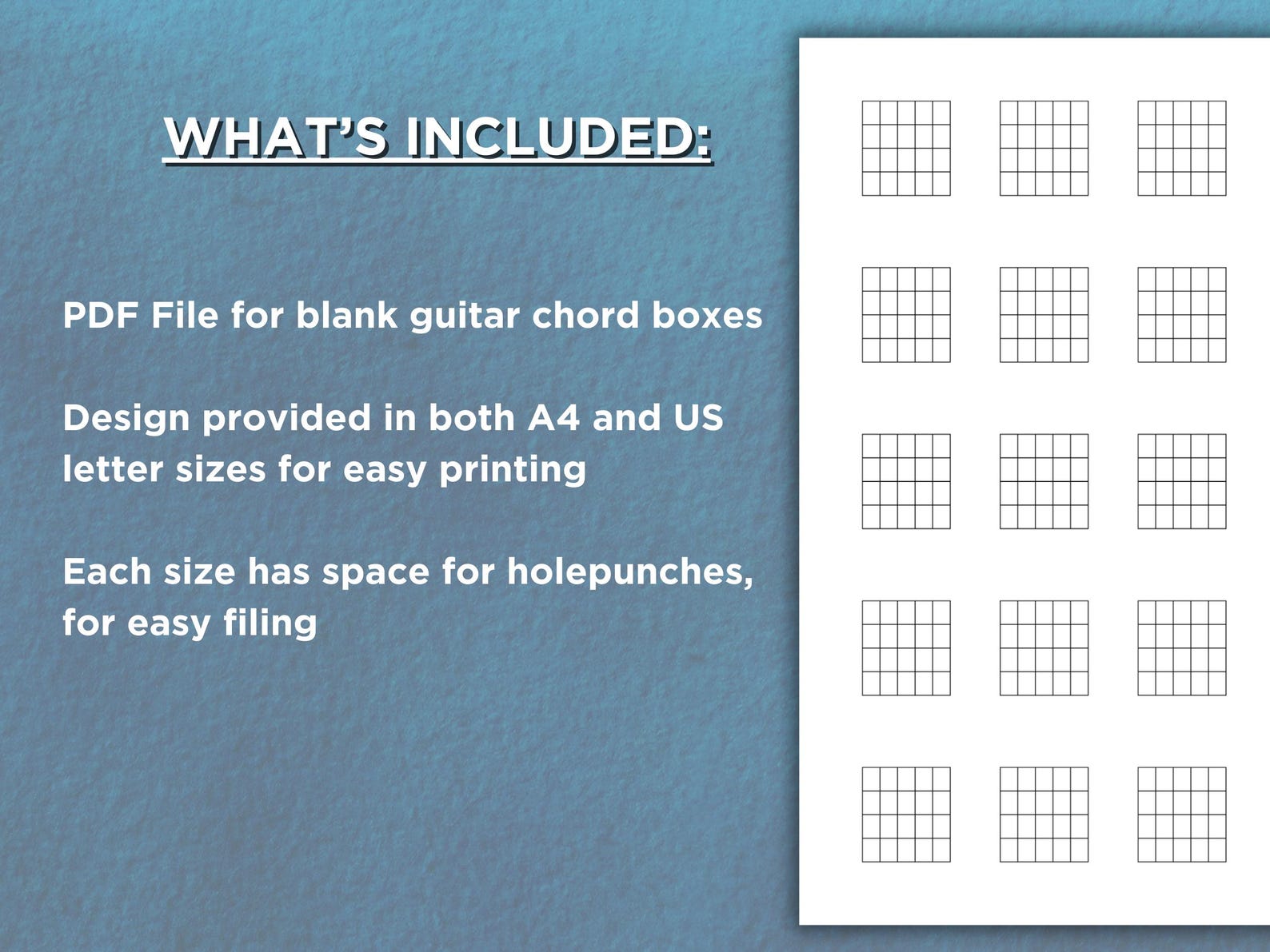 Printable Blank Guitar Chord Boxes Template | A4 & US Letter Sizes ...