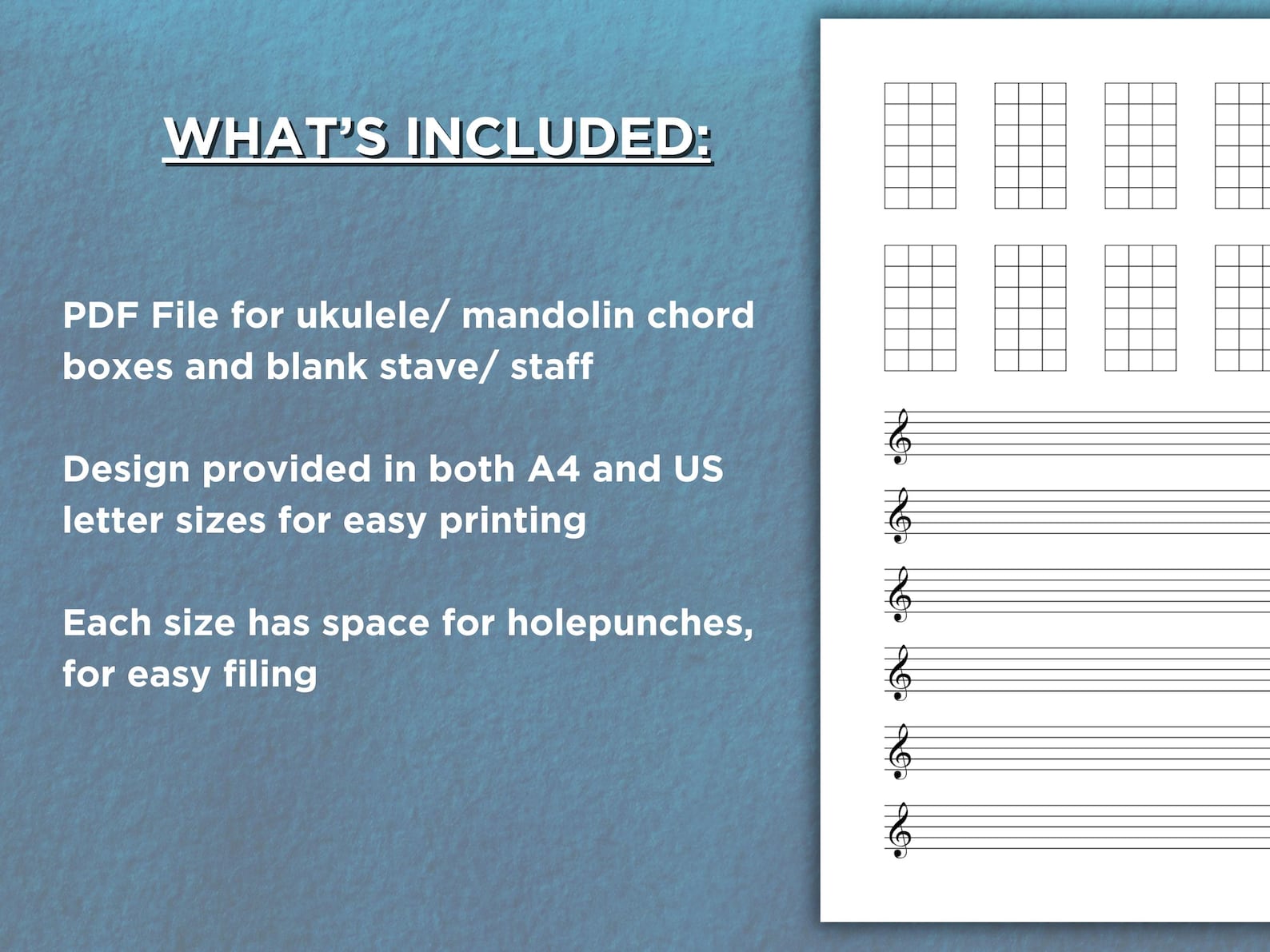 Ukulele & Mandolin Chord Chart With Staff Paper (digital Download) - Etsy
