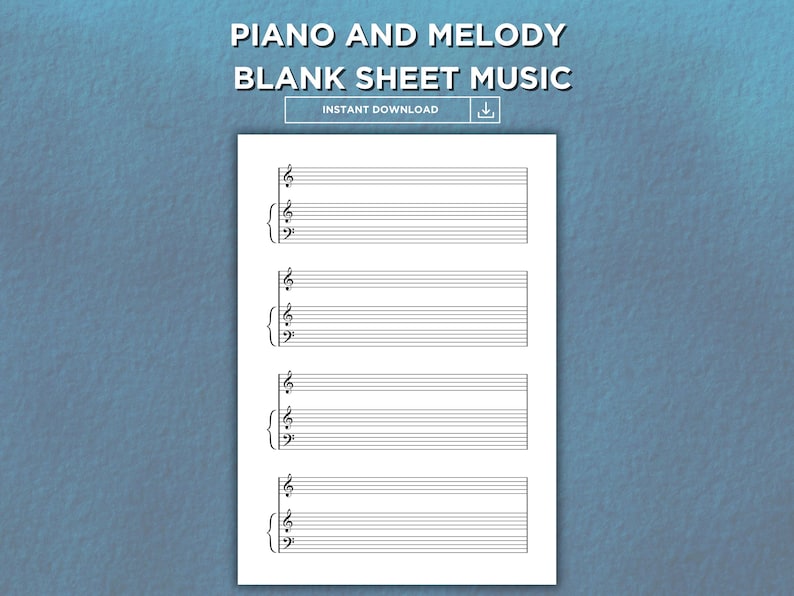Printable Piano and Melody Sheet Music | Blank Score PDF | A4 and US ...