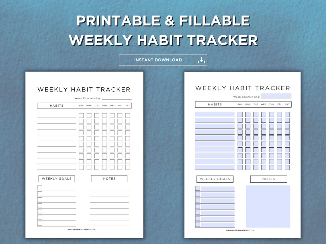Weekly Habit Tracker: Printable Goal Planner (PDF) - Etsy