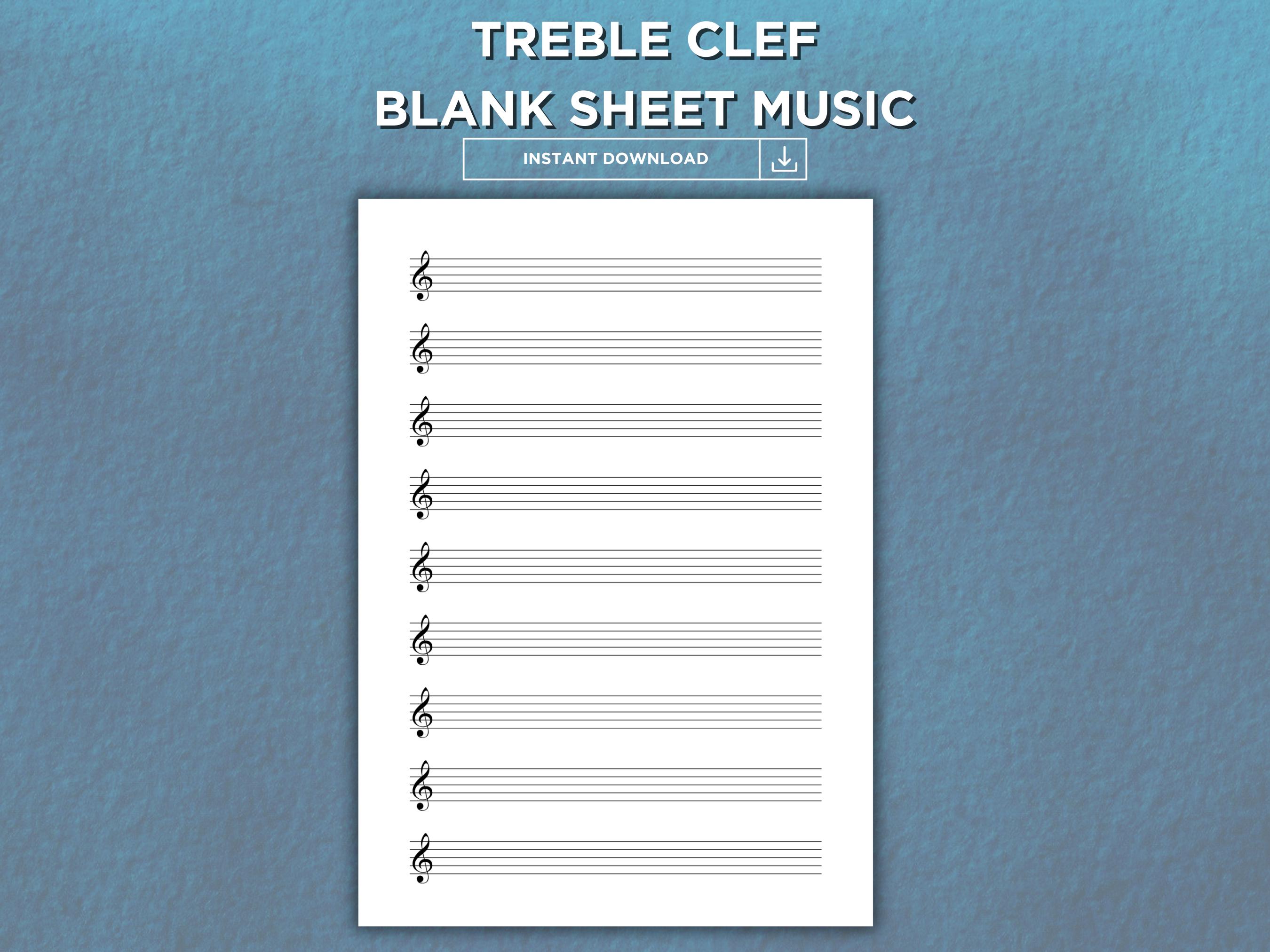 Treble Clef Blank Sheet Music: A4/US Letter (PDF Digital Download) - Etsy