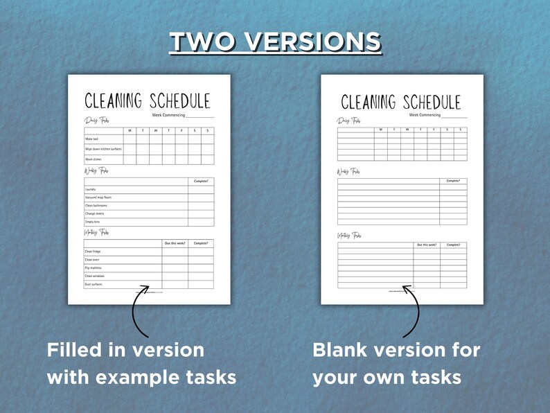 Printable Cleaning Schedule | Editable & Blank Versions | A4, A5, US ...