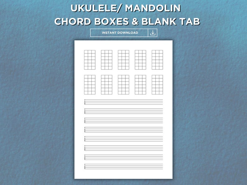 Printable Mandolin & Ukulele Chord Boxes and Tablature Template | A4 and US Letter Sizes | Music ...
