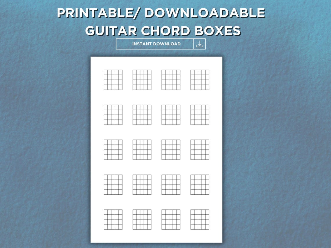 Printable Guitar Chord Boxes Template: Music Practice Paper (A4/US ...