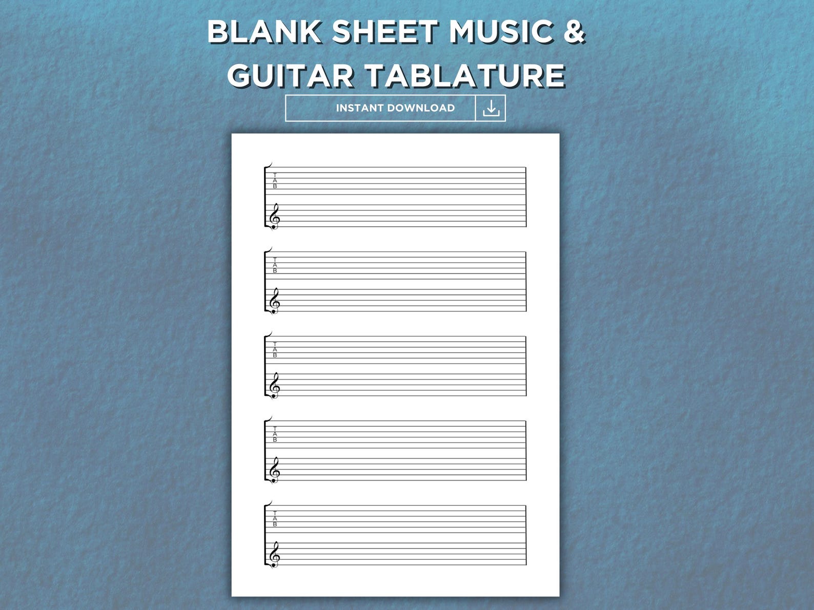 Printable Guitar Tablature & Staff Paper: A4/US Letter (digital ...