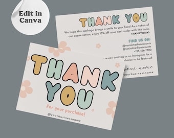 Thank You Card Template Editable in Canva, Soft Blue Floral Aesthetic ...