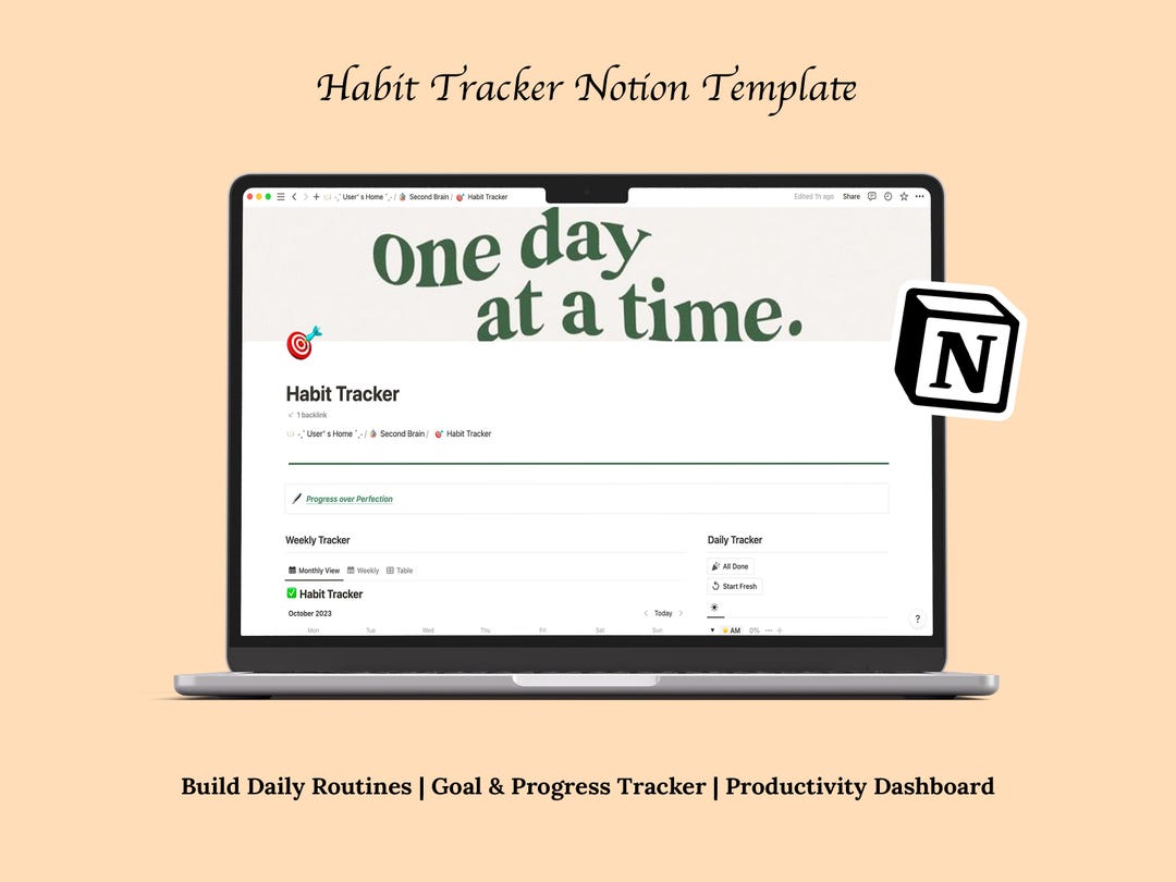 Habit Tracker Notion Template | Build Daily Routines | Goal & Progress ...