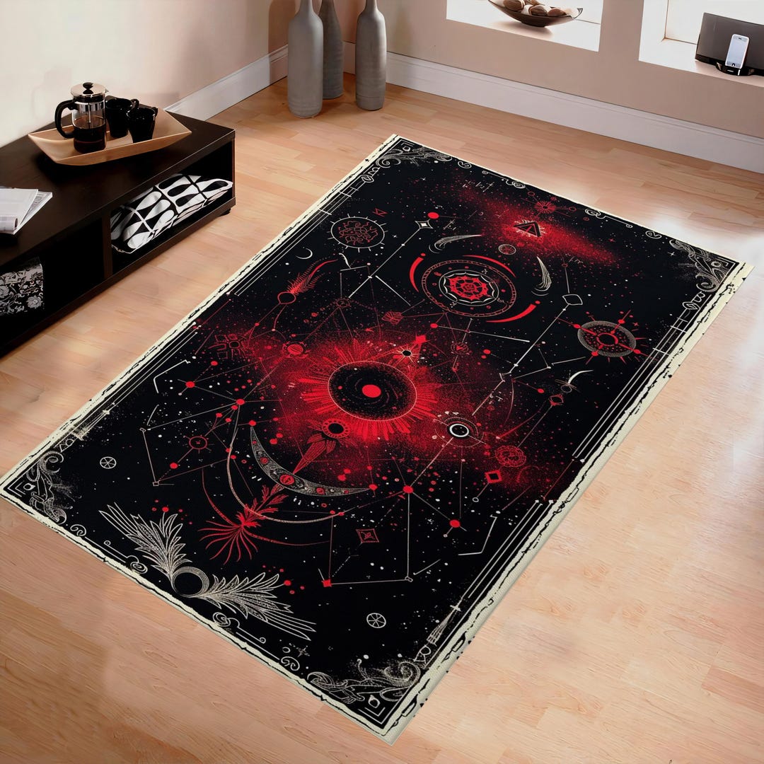 Mystic Altar Rug: Gothic Tarot Decor, Witchy Astrology Carpet - Etsy