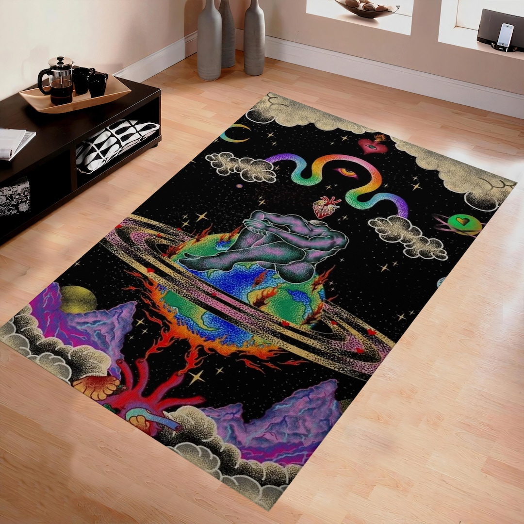 Y2K Gothic Rug, Fantasy Rug, Trippy Psychedelic Rug, Surreal Art Decor ...