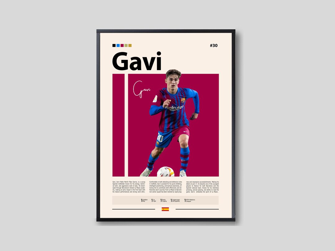Gavi Poster, Spain, FC Barcelona, Football, Poster - Etsy