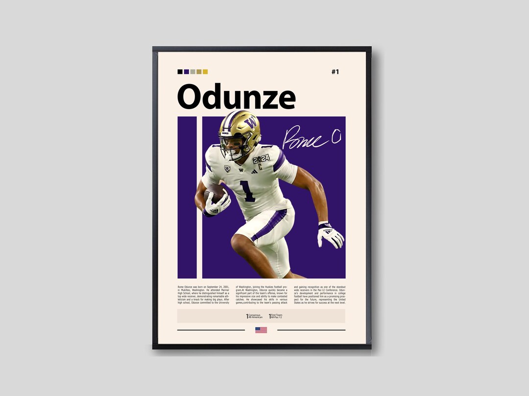 Rome Odunze, USA, Chicago Bears, Poster - Etsy