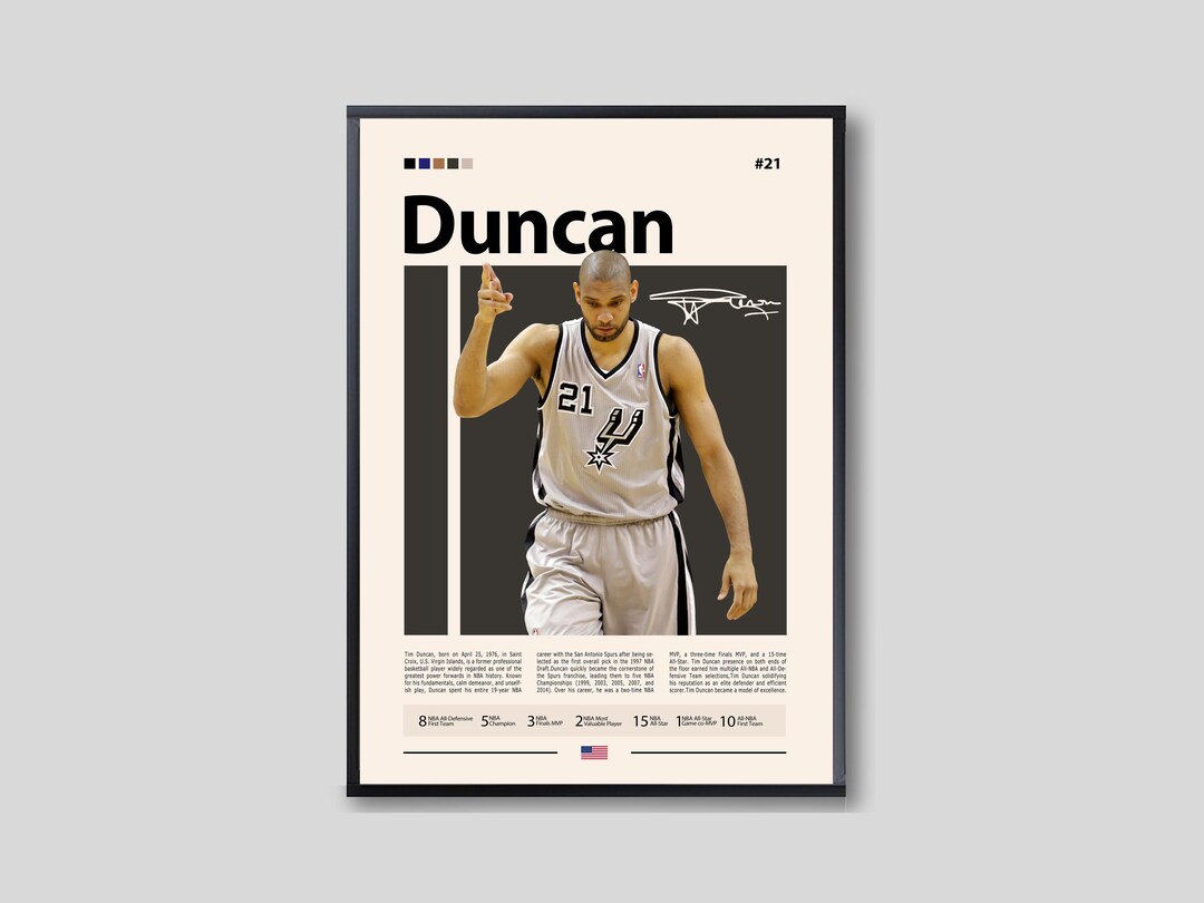 Tim Duncan, USA, San Antonio Spurs, Poster - Etsy
