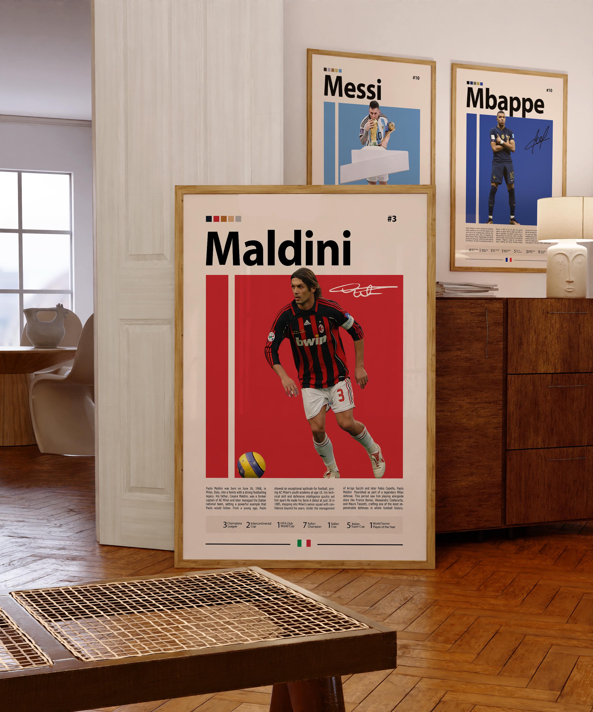 Paolo Maldini Poster, Italy, AC Milan, Football, Poster - Etsy