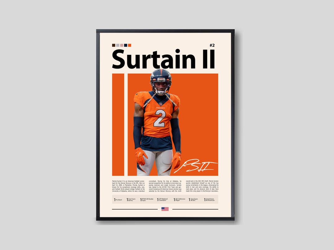 Patrick Surtain II, USA, Denver Broncos, Poster - Etsy