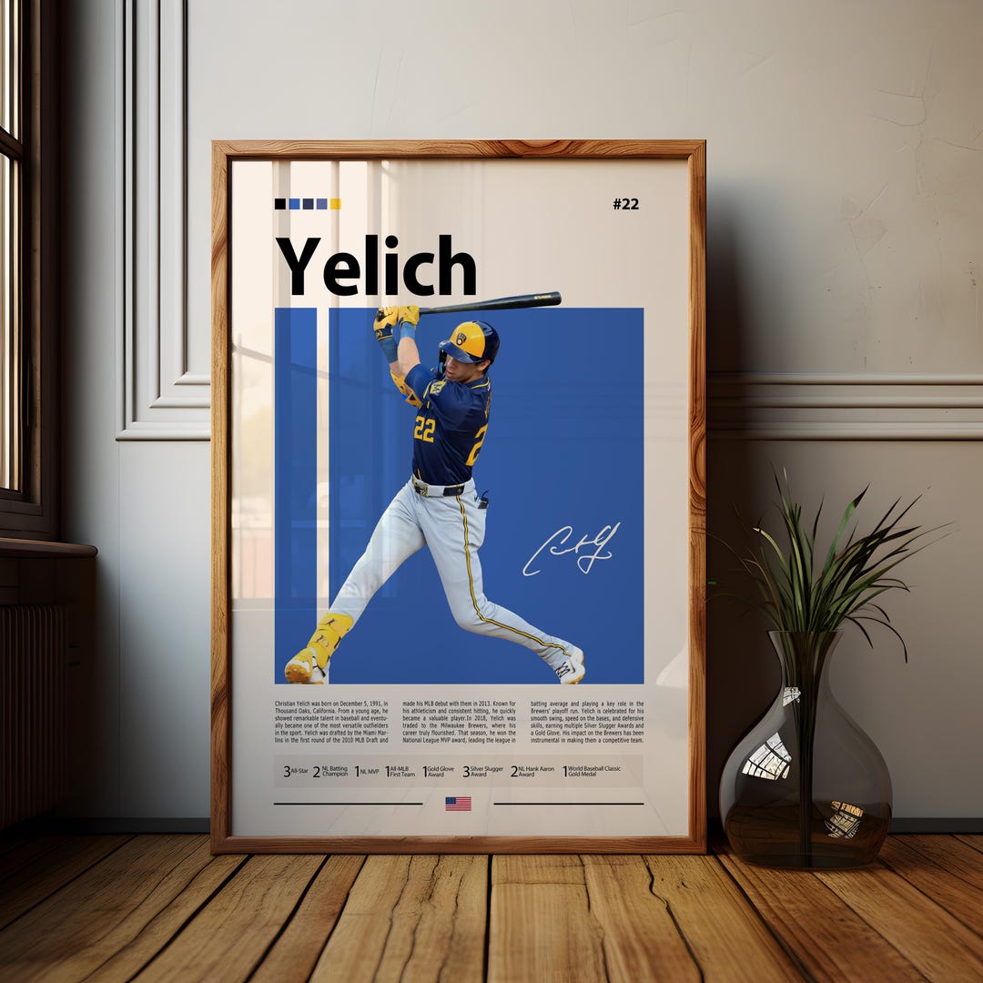 Christian Yelich Poster, USA, Milwaukee Brewers, MLB, Posters - Etsy