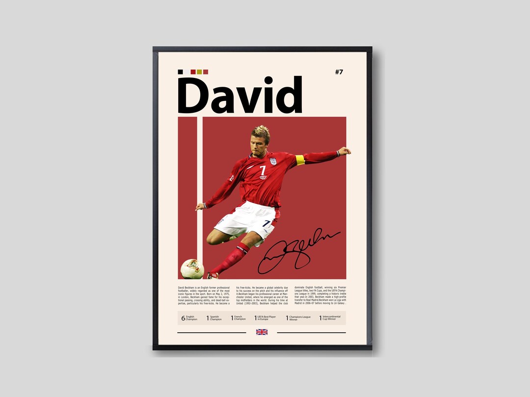 David Beckham Poster, England, Manchester United, Football, Poster - Etsy