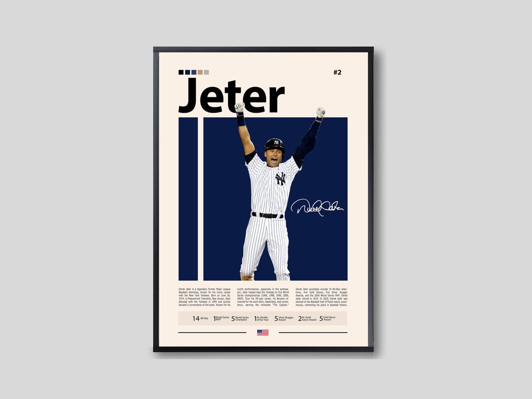 Derek Jeter Poster, USA, New York Yankees, MLB, Poster - Etsy