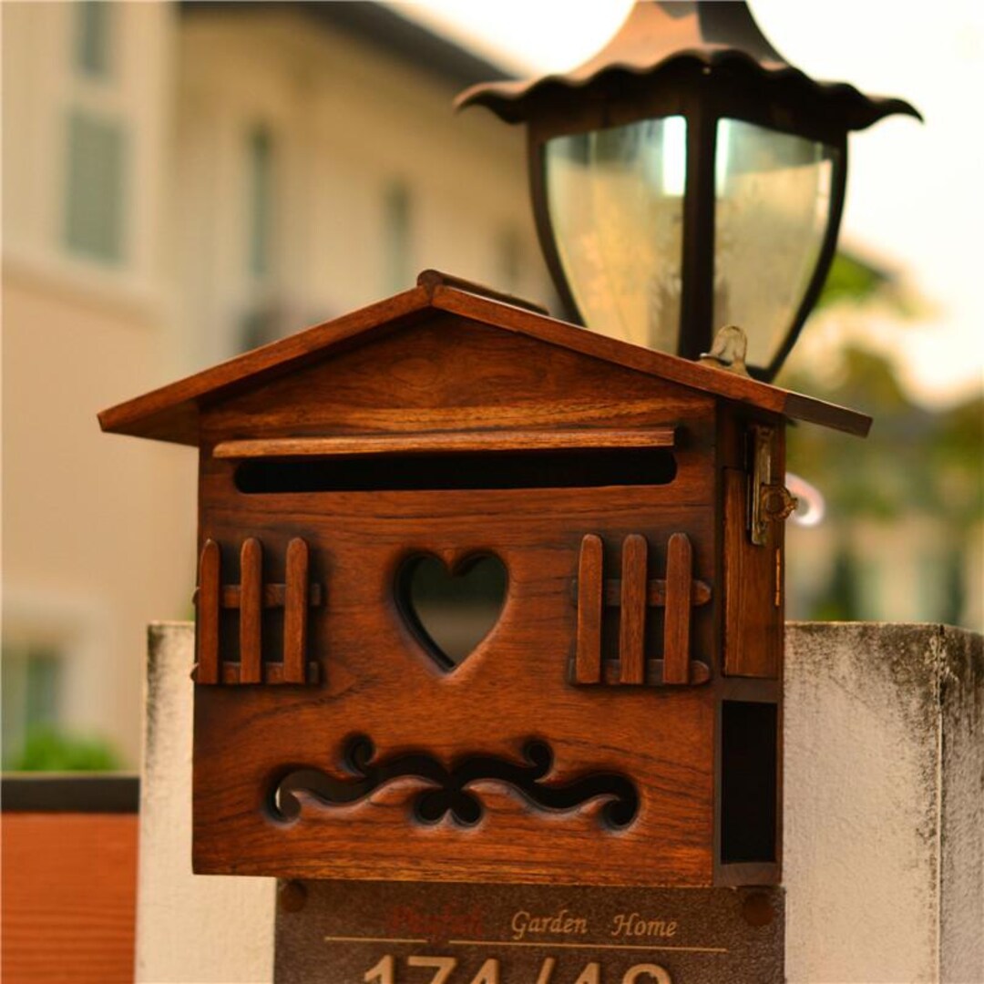 Handmade Unique Wooden Letter Box for Garden | Creative Solid Wood ...