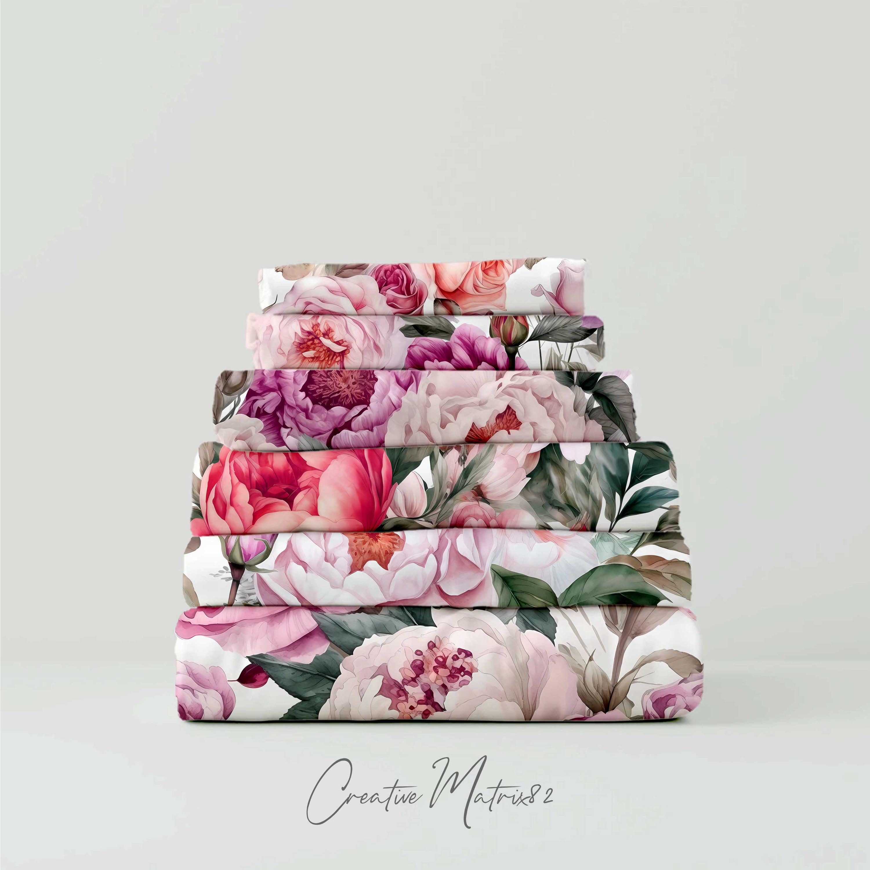 Pink Roses Digital Paper, Seamless Floral Backgrounds, Blush Peonies ...