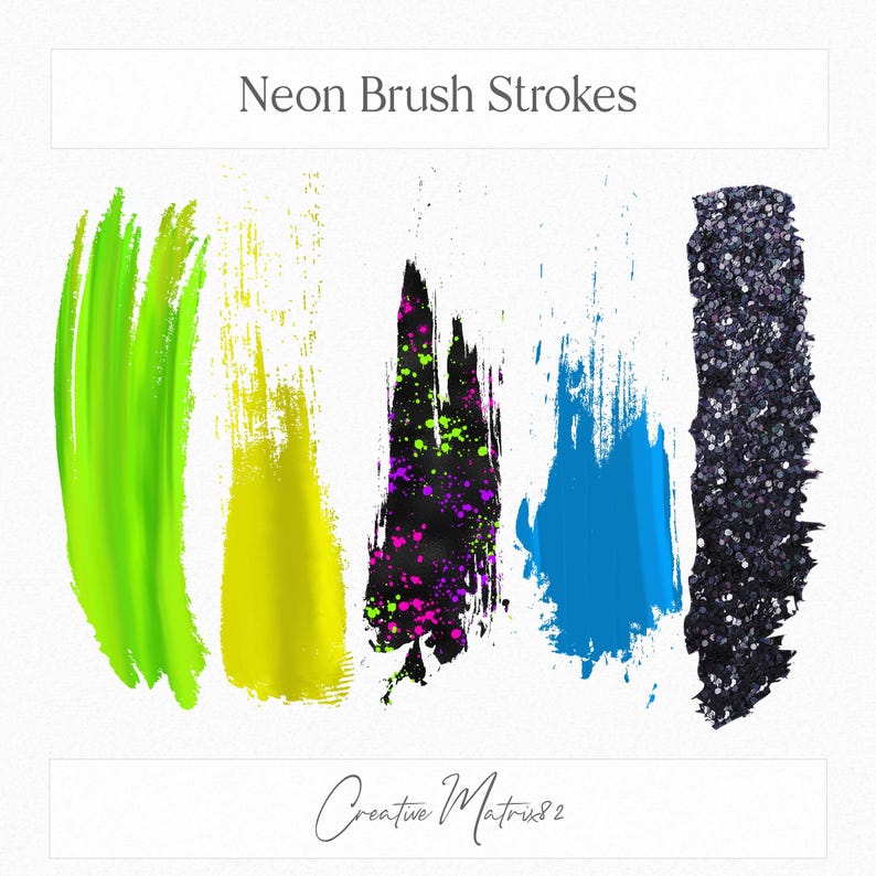 Neon Brush Strokes Clipart PNG | Colorful Paint Splatters Clip Art ...