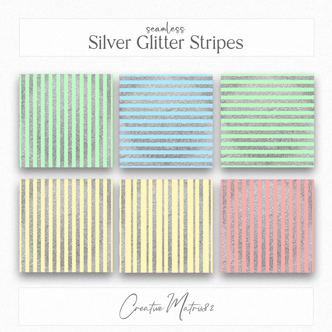 Pastel Backgrounds Silver Glitter Stripes | Seamless Digital Paper ...