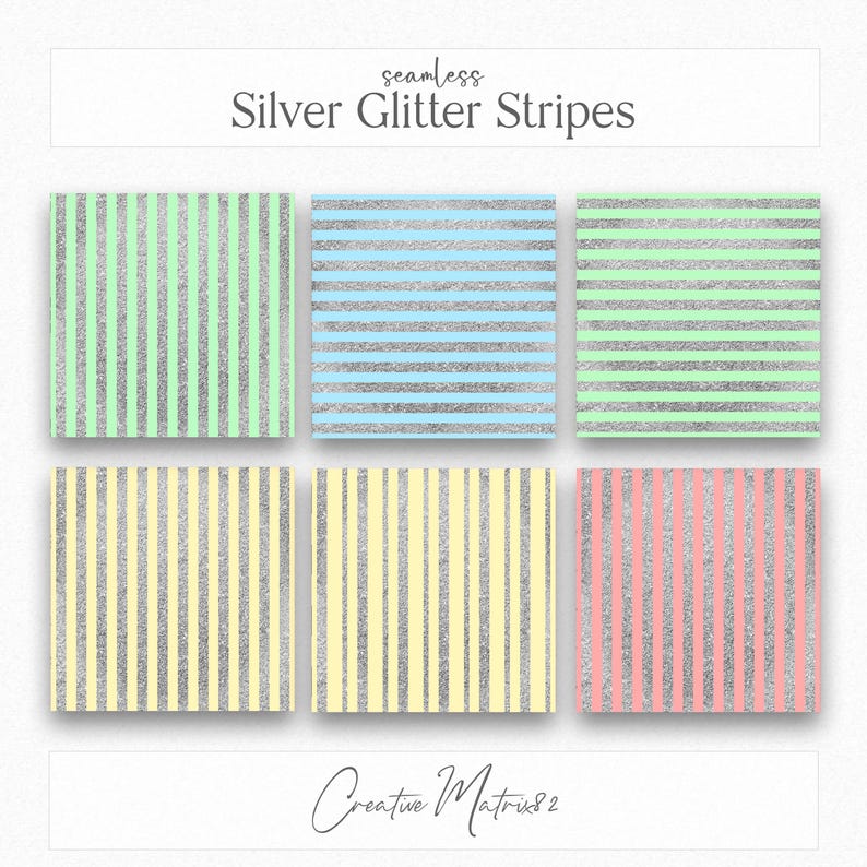 Pastel Backgrounds Silver Glitter Stripes | Seamless Digital Paper ...