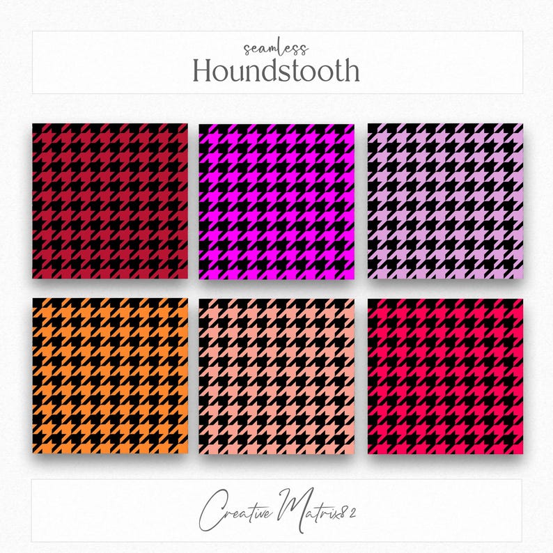 Houndstooth Seamless Patterns Digital Paper – 30 Black Pattern ...