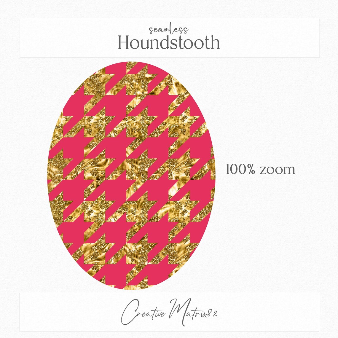 Gold Houndstooth Seamless Patterns, Metallic Glitter Digital Paper ...