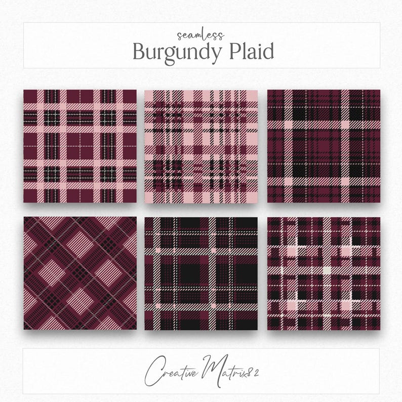 Burgundy Plaid Digital Paper | Tartan Seamless Pattern | Wine Flannel ...