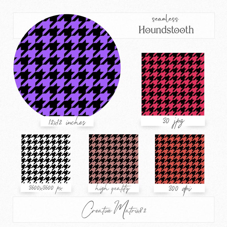Houndstooth Seamless Patterns Digital Paper – 30 Black Pattern ...