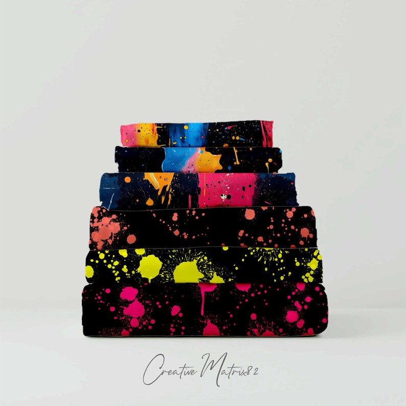 Neon Paint Splatters Digital Paper Pack – Seamless Grunge Ink ...