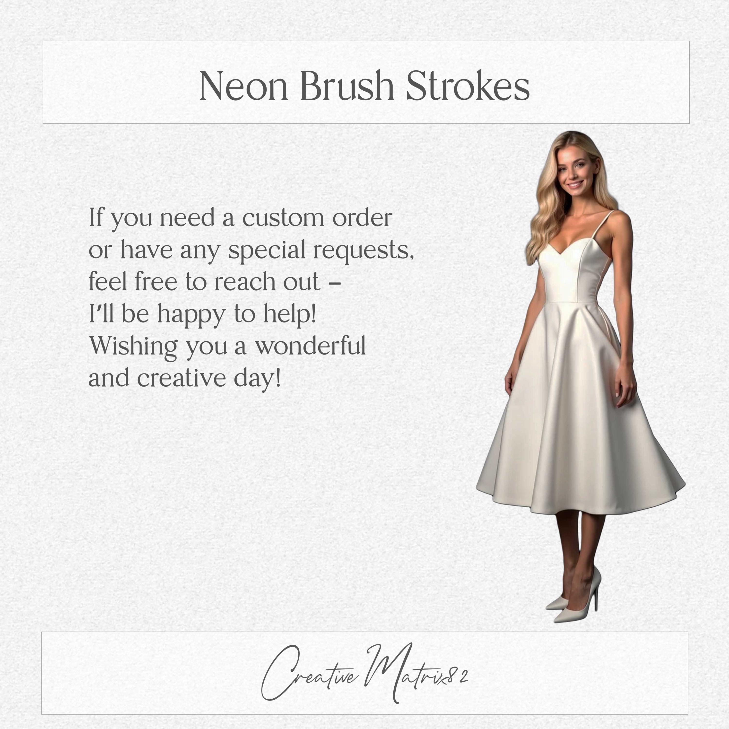 Neon Brush Strokes Clipart PNG | Colorful Paint Splatters Clip Art ...