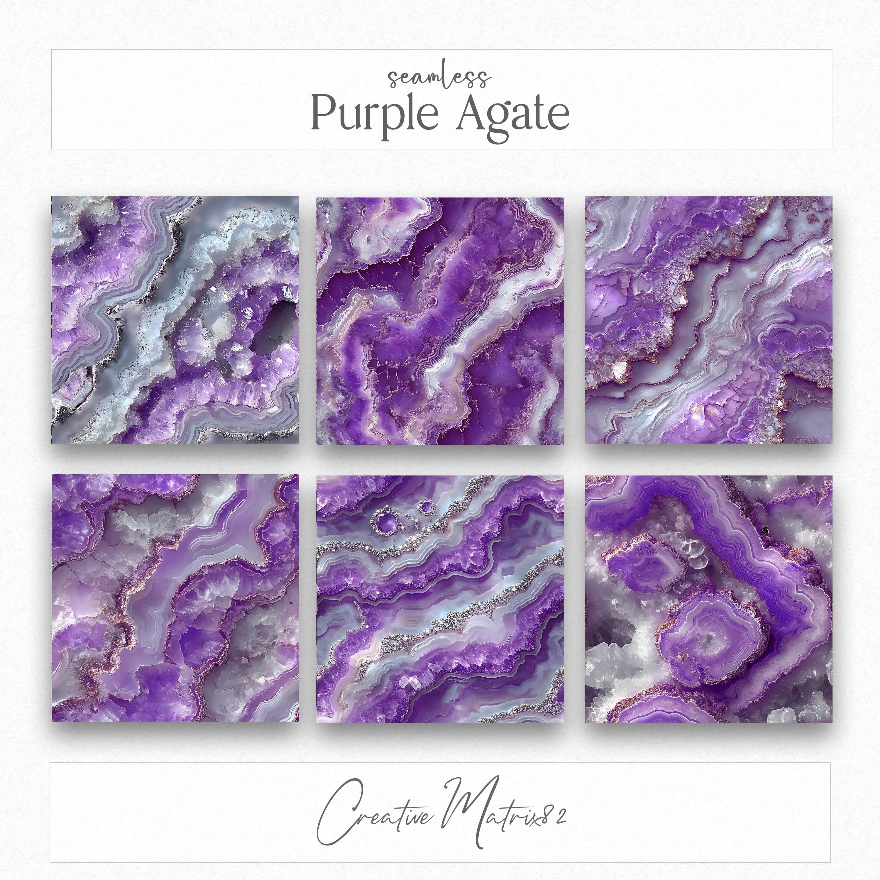 Purple Agate Digital Paper Glamorous Marble Geode Textures Sparkling ...