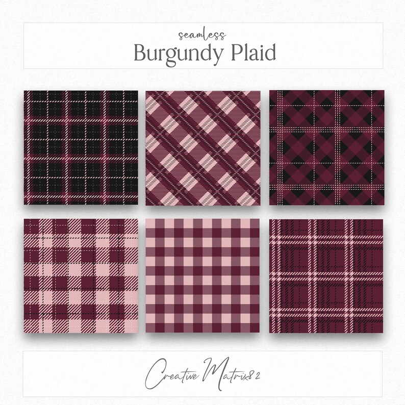Burgundy Plaid Digital Paper | Tartan Seamless Pattern | Wine Flannel ...