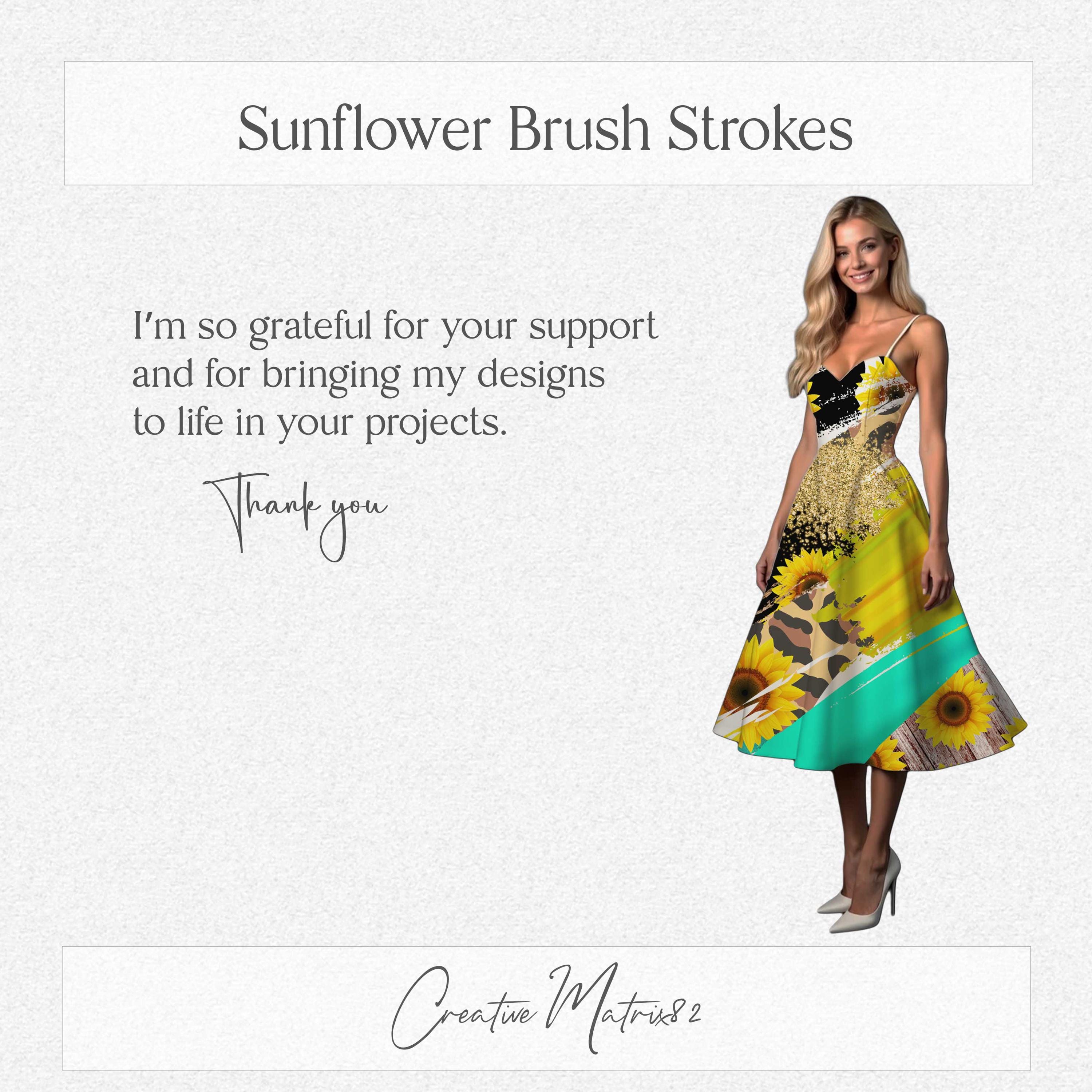 Sunflower Brush Strokes Clipart | Fall Summer Glitter Clip Art ...
