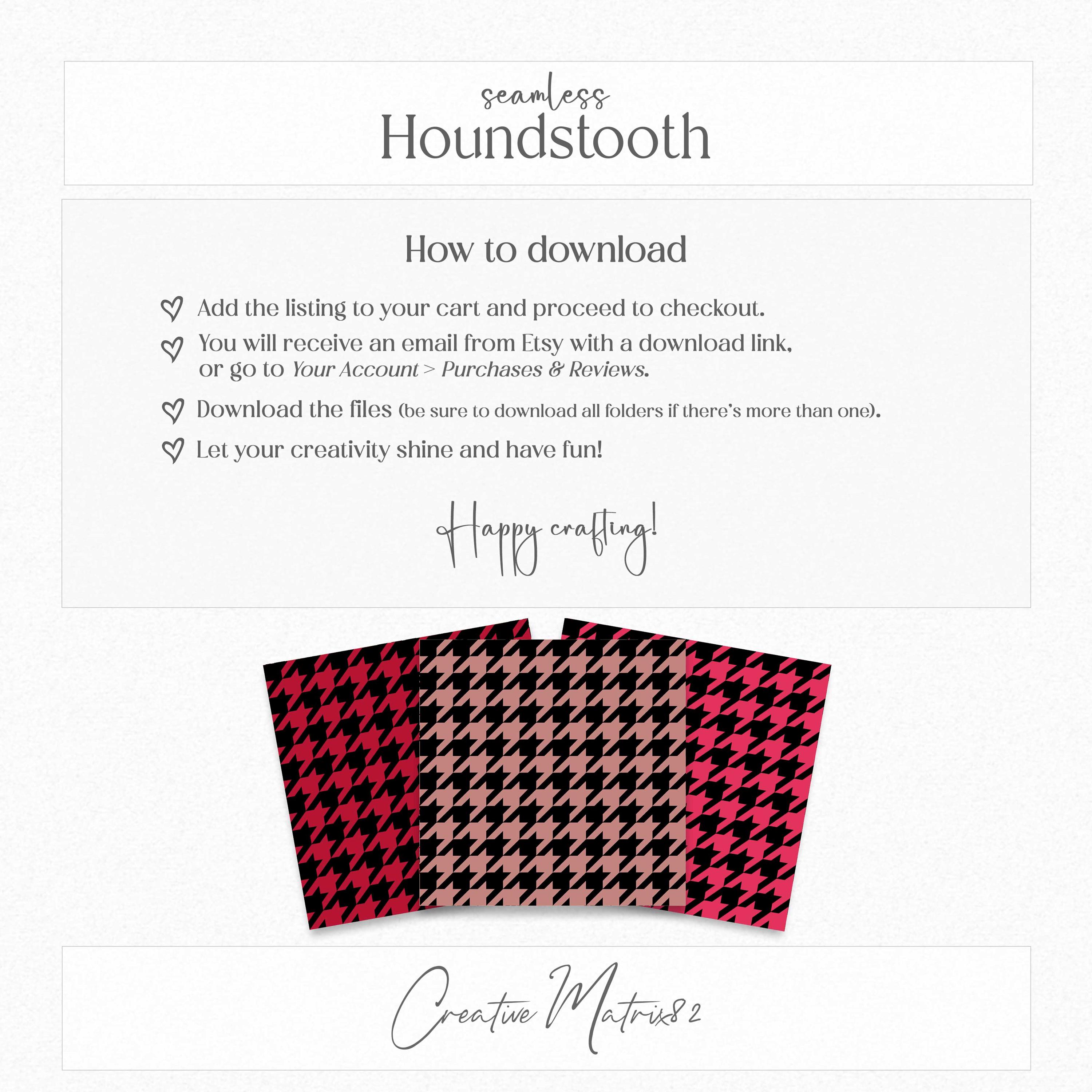 Houndstooth Seamless Patterns Digital Paper – 30 Black Pattern ...