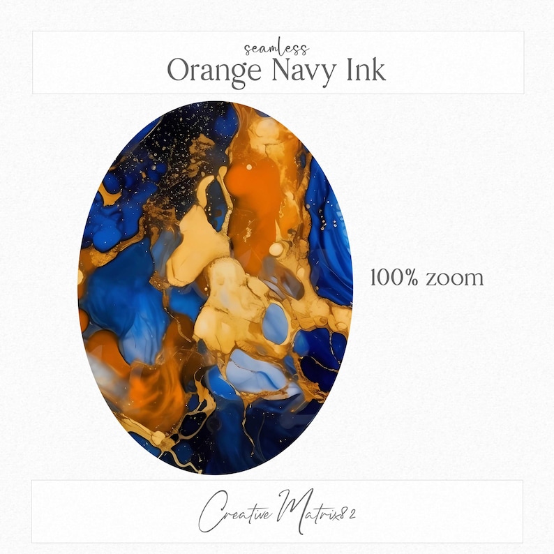 Blue Orange Alcohol Ink Digital Paper | Navy Gold Seamless Patterns ...