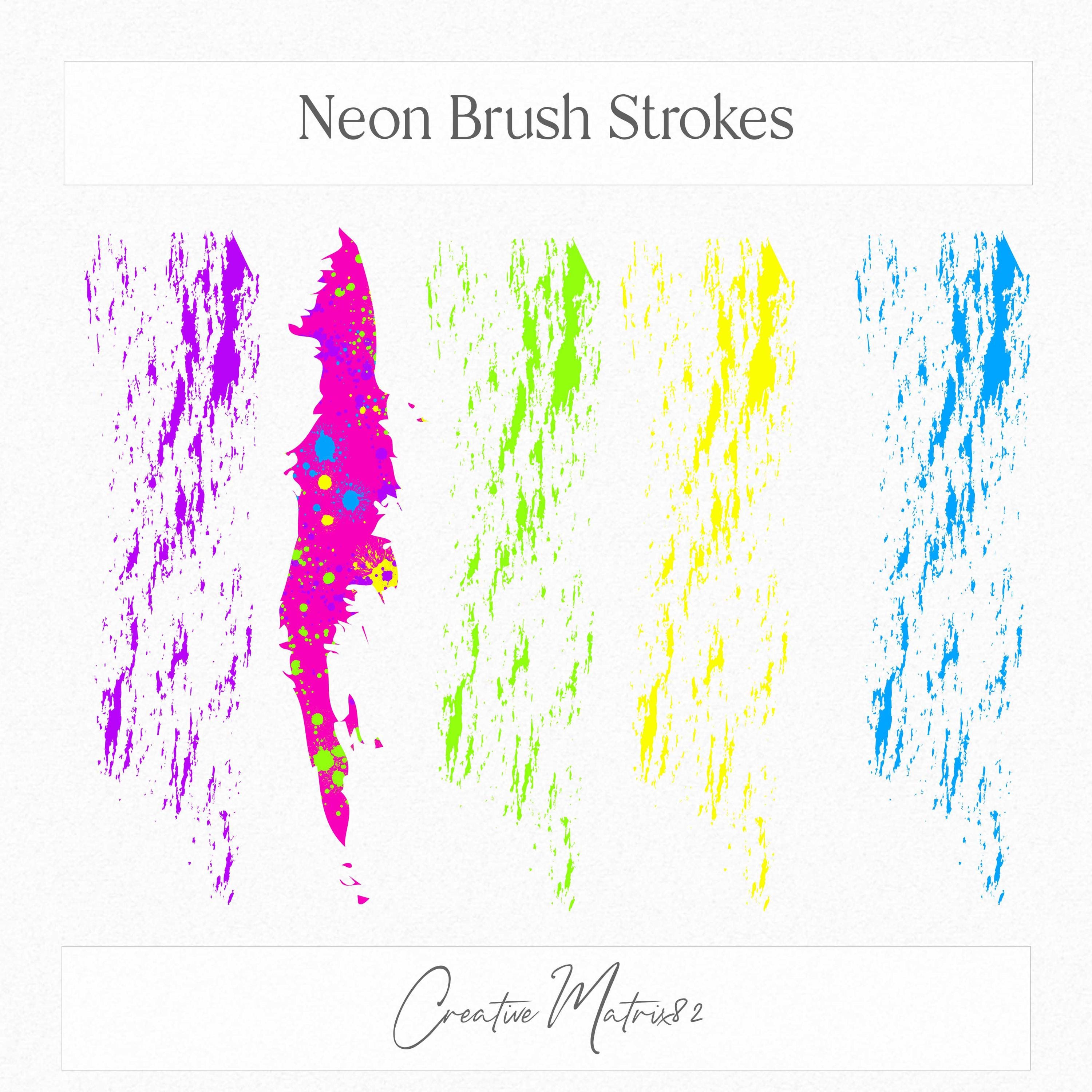 Neon Brush Strokes Clipart PNG | Colorful Paint Splatters Clip Art ...