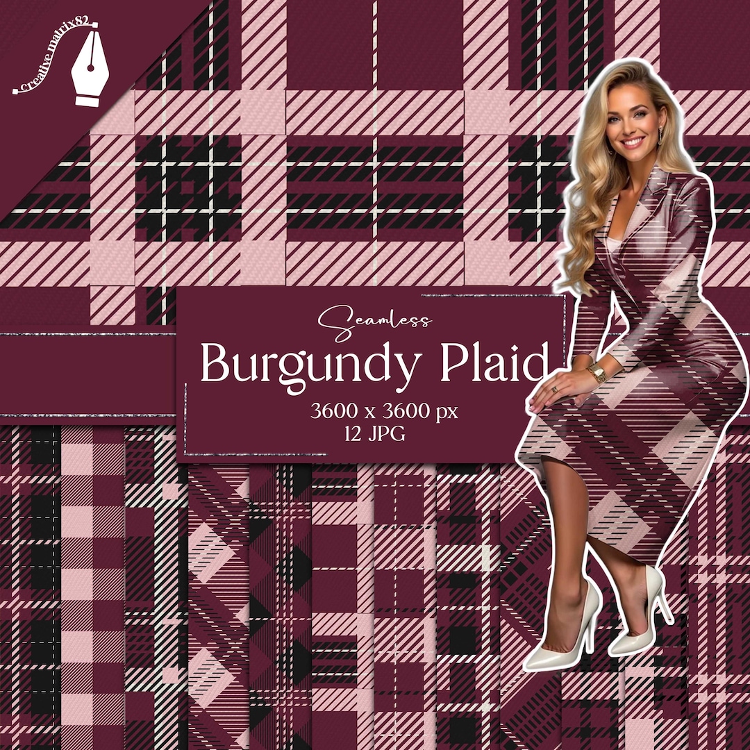 Burgundy Plaid Digital Paper | Tartan Seamless Pattern | Wine Flannel ...