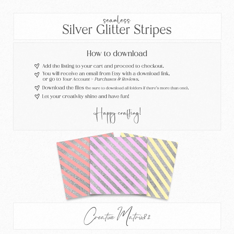Pastel Backgrounds Silver Glitter Stripes | Seamless Digital Paper ...