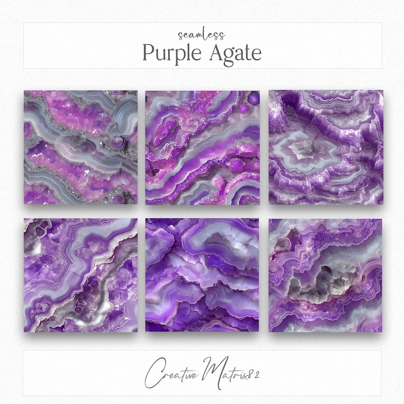Purple Agate Digital Paper Glamorous Marble Geode Textures Sparkling ...