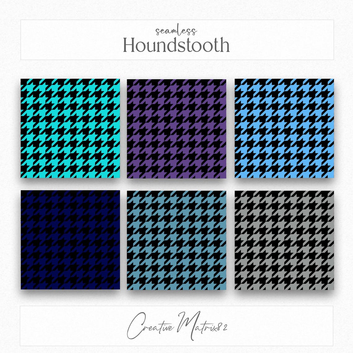 Houndstooth Seamless Patterns Digital Paper – 30 Black Pattern ...