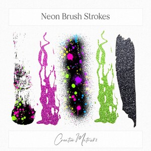 Neon Brush Strokes Clipart PNG | Colorful Paint Splatters Clip Art ...