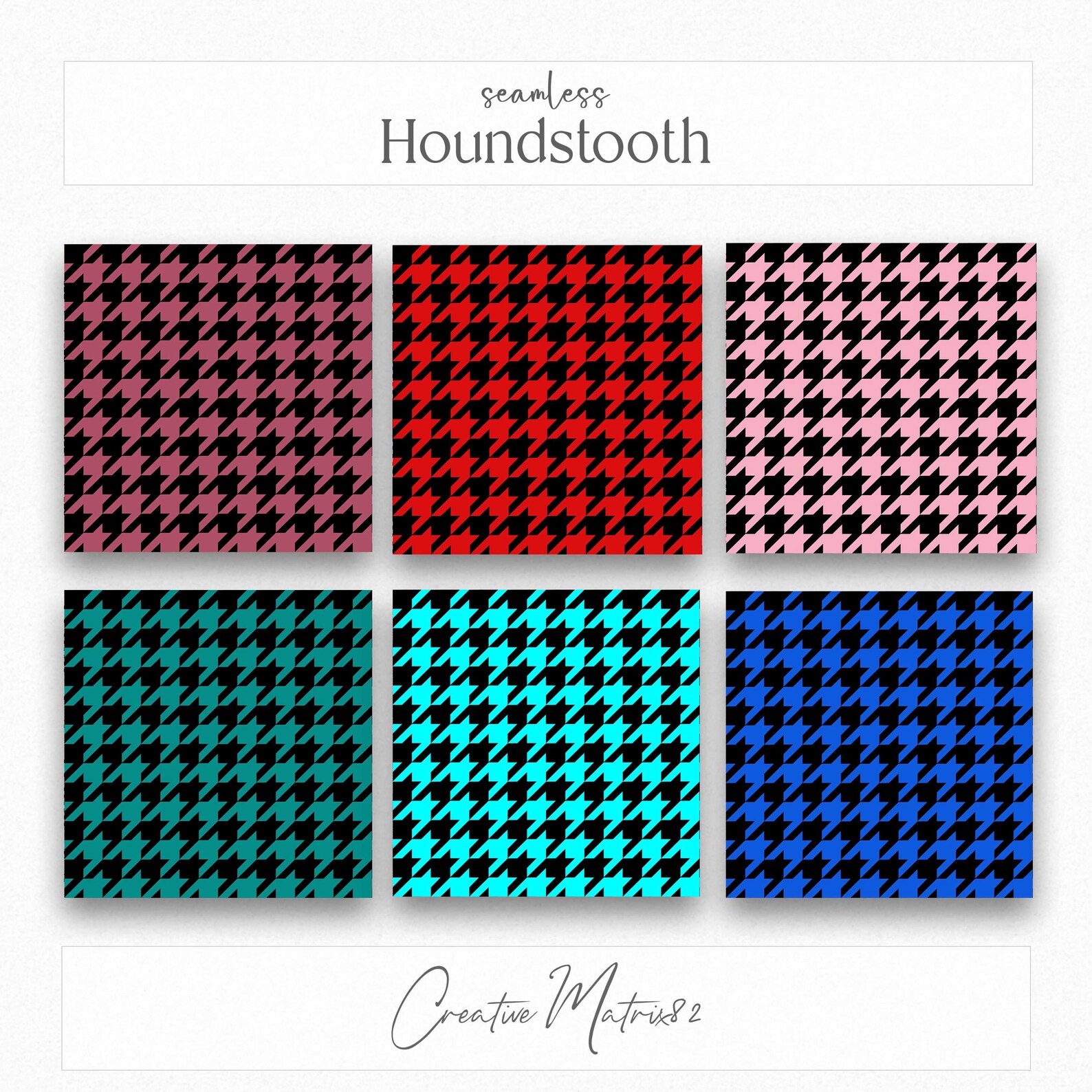 Houndstooth Seamless Patterns Digital Paper – 30 Black Pattern ...