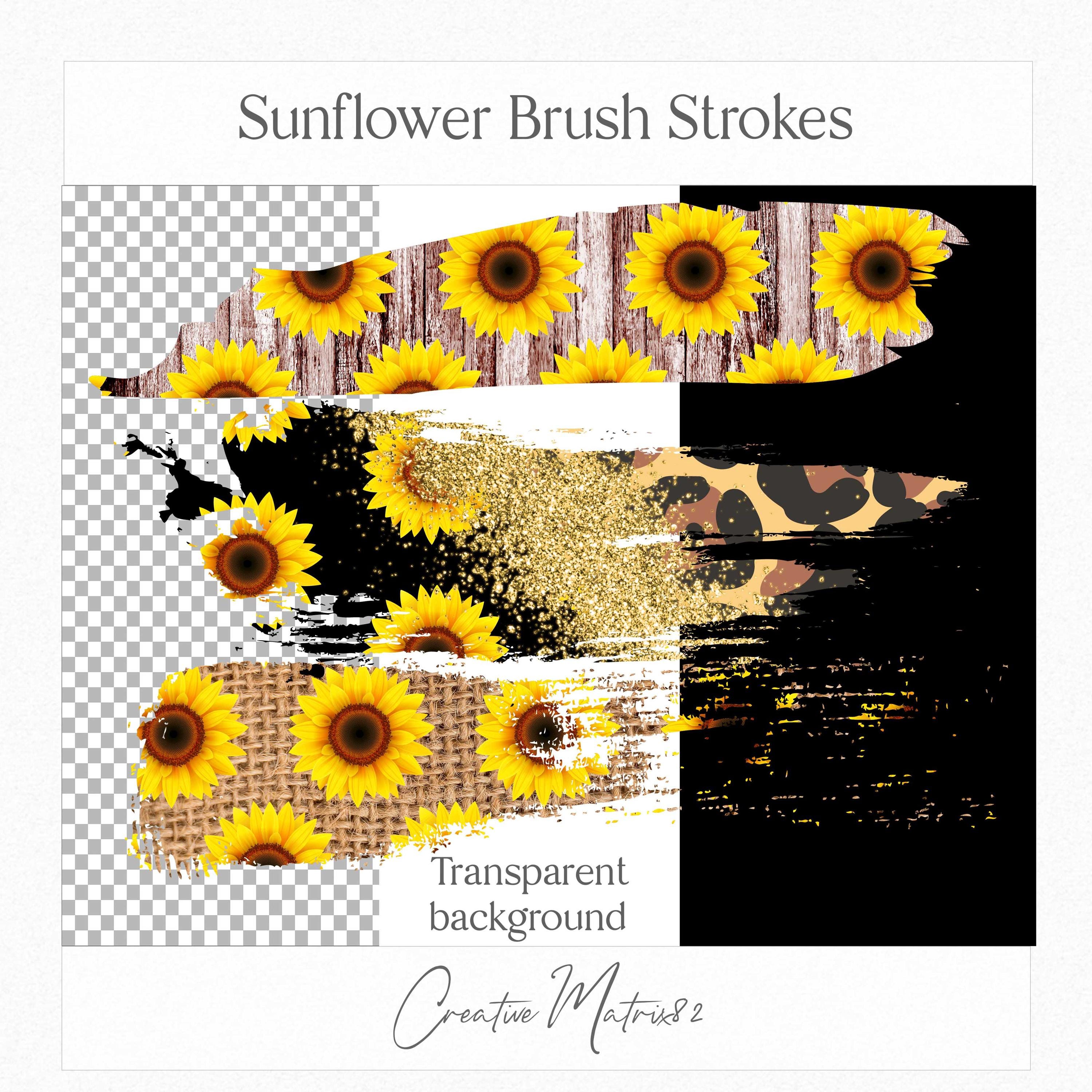 Sunflower Brush Strokes Clipart | Fall Summer Glitter Clip Art ...