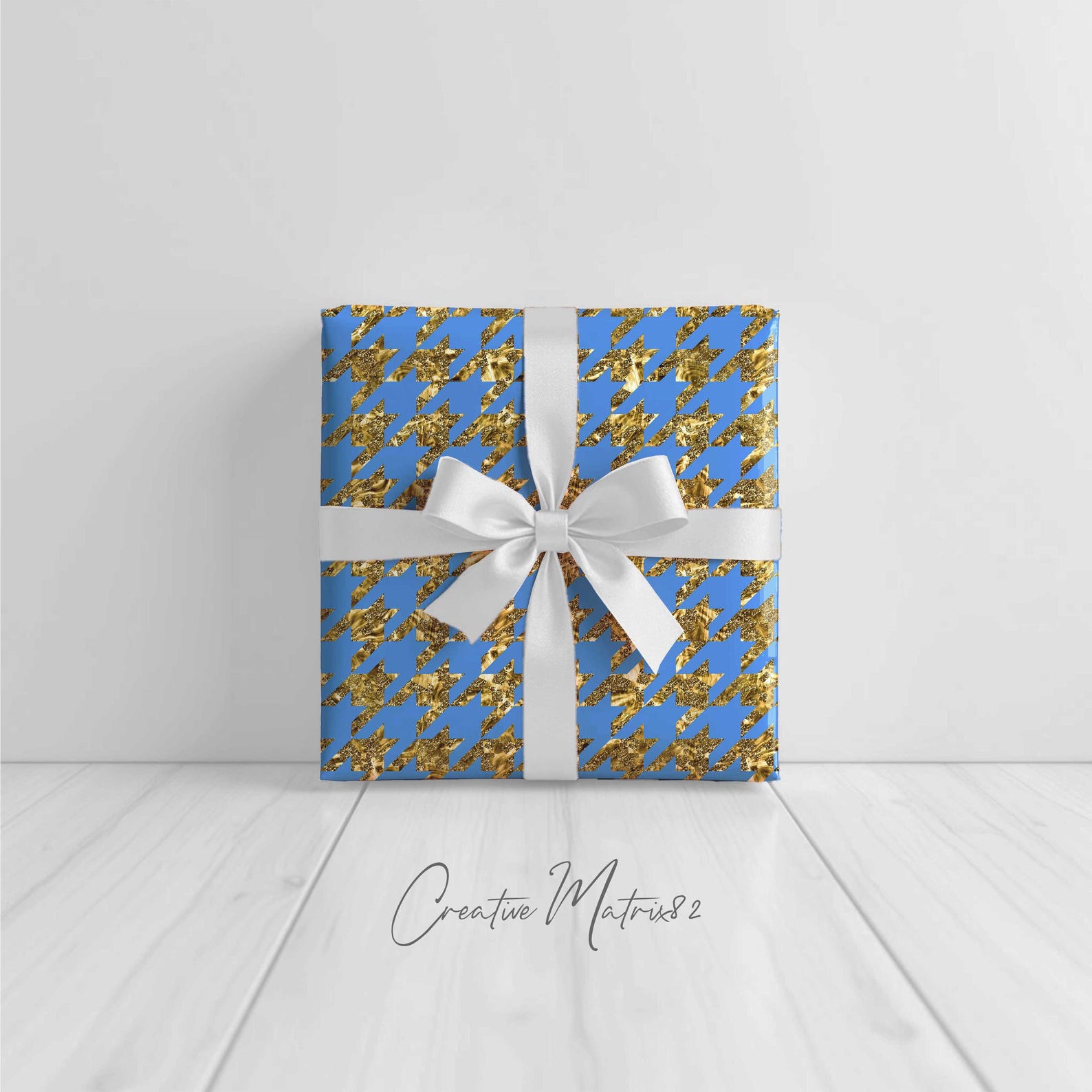 Gold Houndstooth Seamless Patterns, Metallic Glitter Digital Paper ...