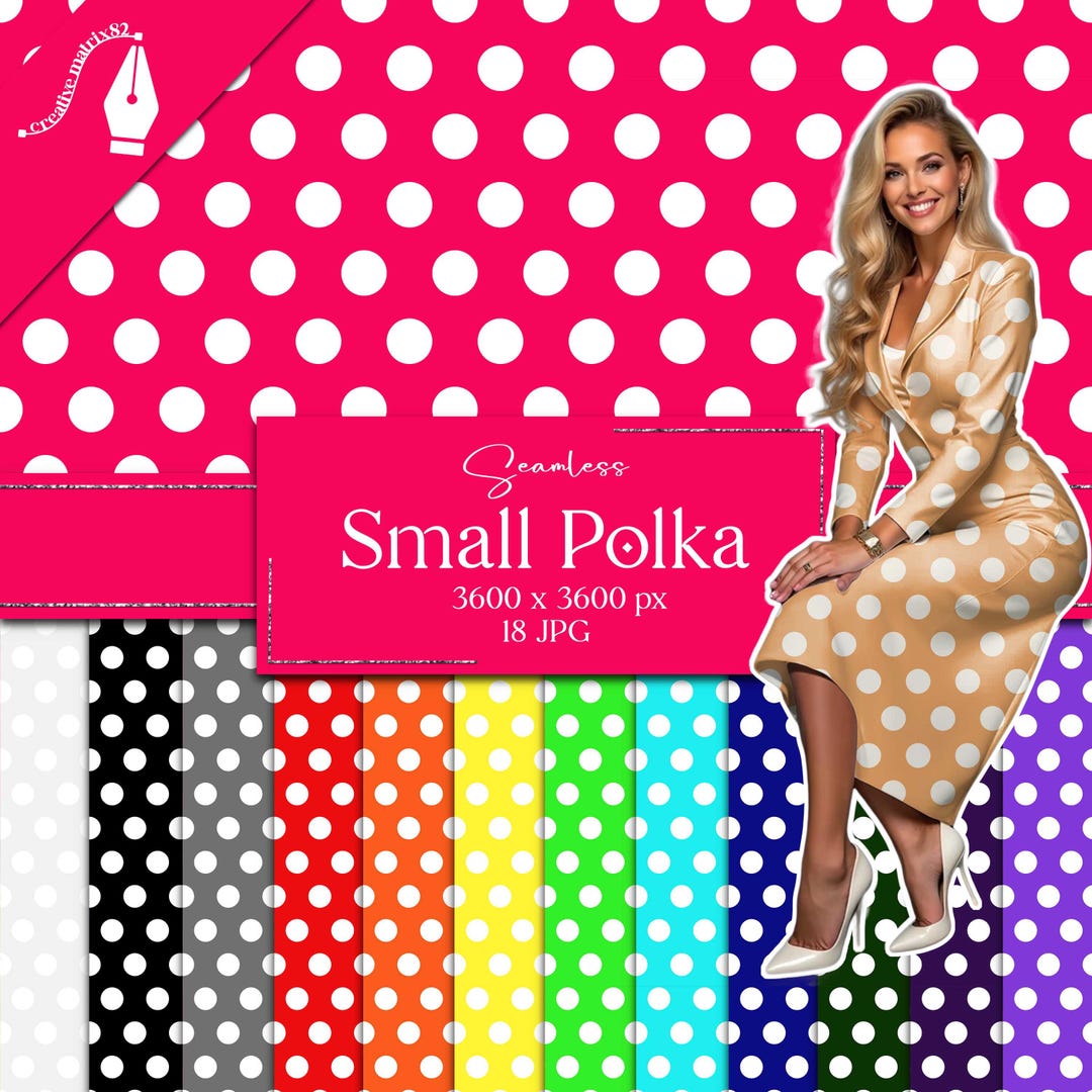 Small Polka Dots Seamless Patterns, Colorful Digital Paper, Spotty ...